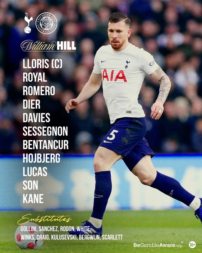 [442.line-up] ‘SON 선발’ 토트넘, 레스터전 라인업 공개